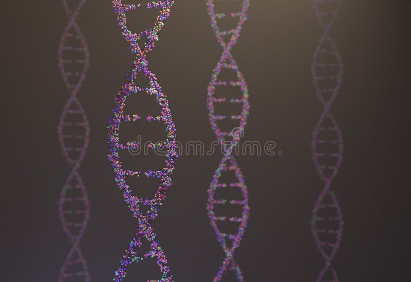 Sequenced Pattern of DNA Molecule Atoms in Threads 3d Illustration ...