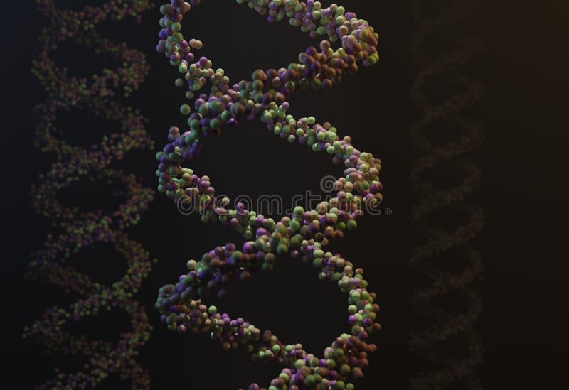 Sequenced Pattern of DNA Molecule Atoms in Threads 3d Illustration ...