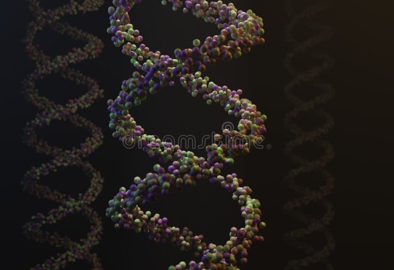 Sequenced Pattern of DNA Molecule Atoms in Threads 3d Illustration ...