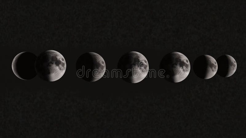 Sequential Display of the Moon S Phases from Crescent To Full Moon ...
