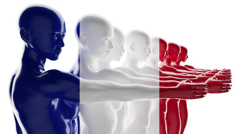 Row of Human Silhouettes Merging into the French Flag Colors Stock ...