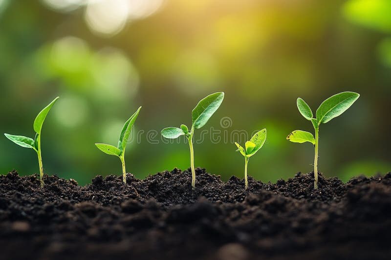 Sequential Sprout Development Displaying Incremental Plant Growth ...