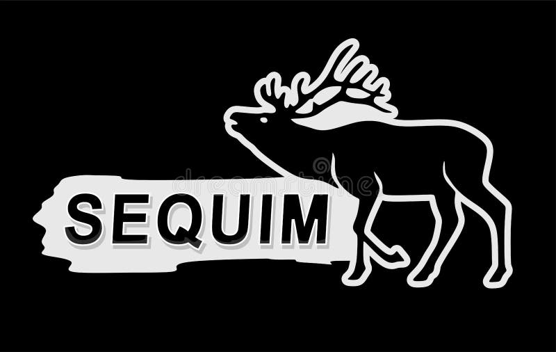 Sequim with Black Deer Silhouette Stock Vector - Illustration of ...