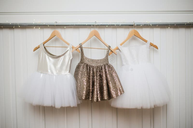 Sequinned Short Tutus on a White Hanger Stock Photo - Image of ...