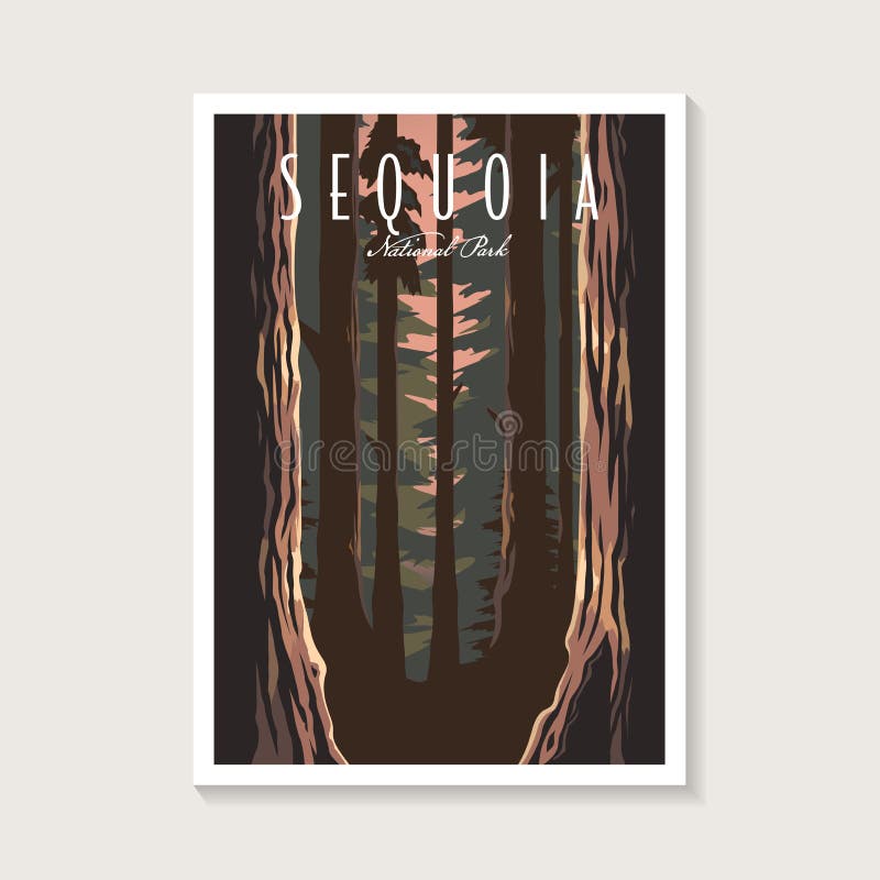 Sequoia National Park Poster Vector Illustration Design, Forest Poster ...