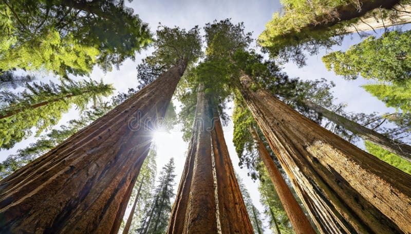 Sequoia Tallest Biggest Trees in the World Stock Illustration ...