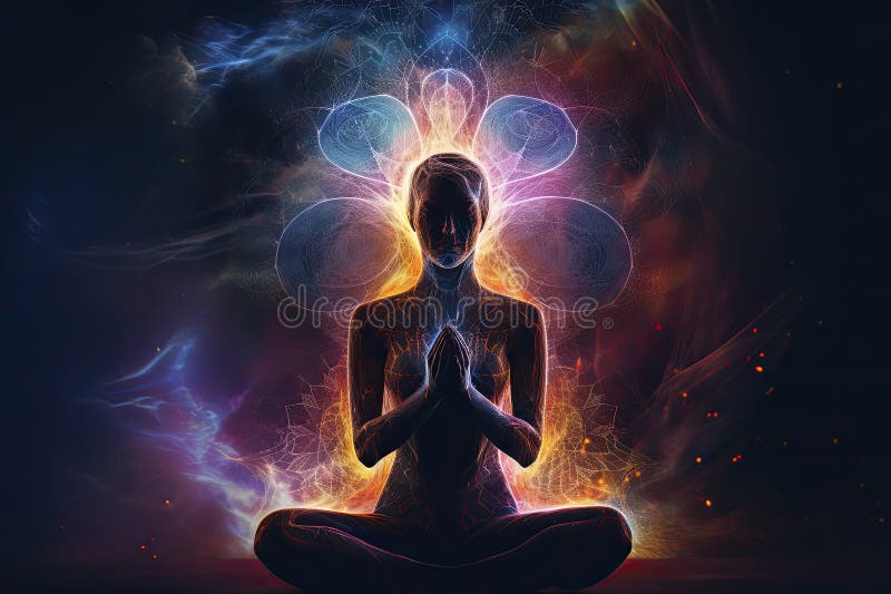 Ser Espiritual Conectando Con Lo Divino Stock de ilustración ...