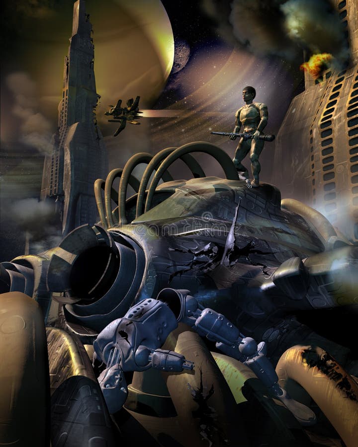 Ser Humano Contra a Guerra Do Androide Ilustração Stock - Ilustração de ...