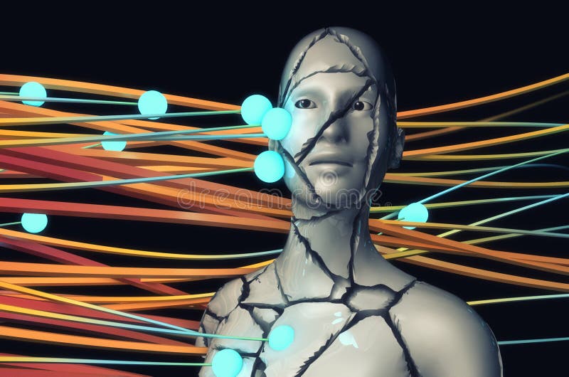 Ser Humano Principal Retrato Quebrado Ilustração Stock - Ilustração de ...