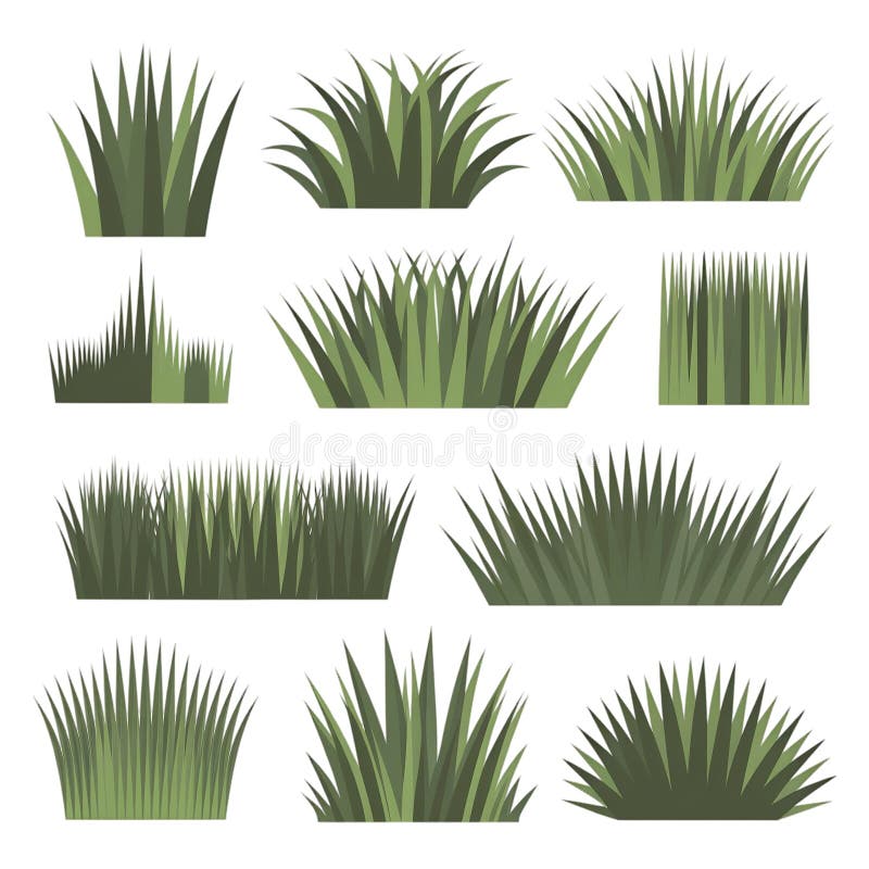 A Ser of Stylized Grass Designs is Displayed Against a Plain White ...