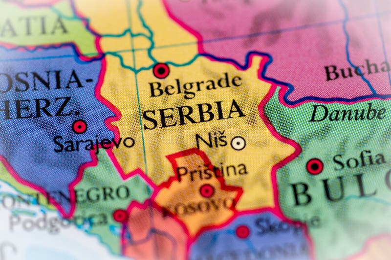 Serbia Highlighted on a World Map Stock Image - Image of view, marker ...