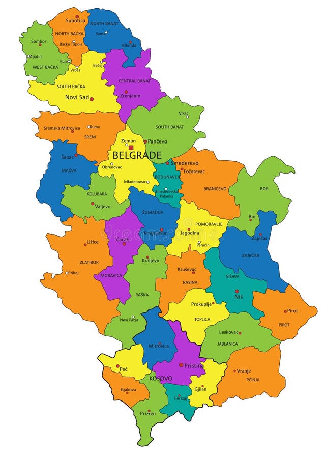 Colorful Serbia Political Map with Clearly Labeled, Separated Layers ...