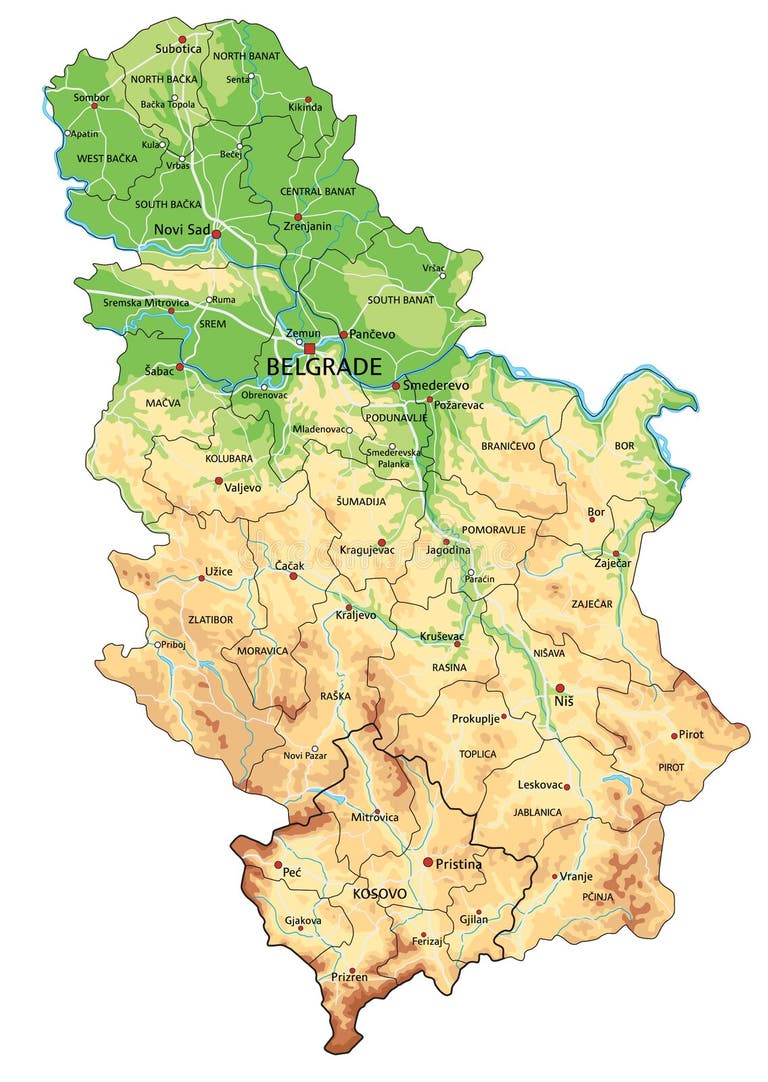 Detailed Serbia Physical Map Stock Illustrations – 115 Detailed Serbia ...