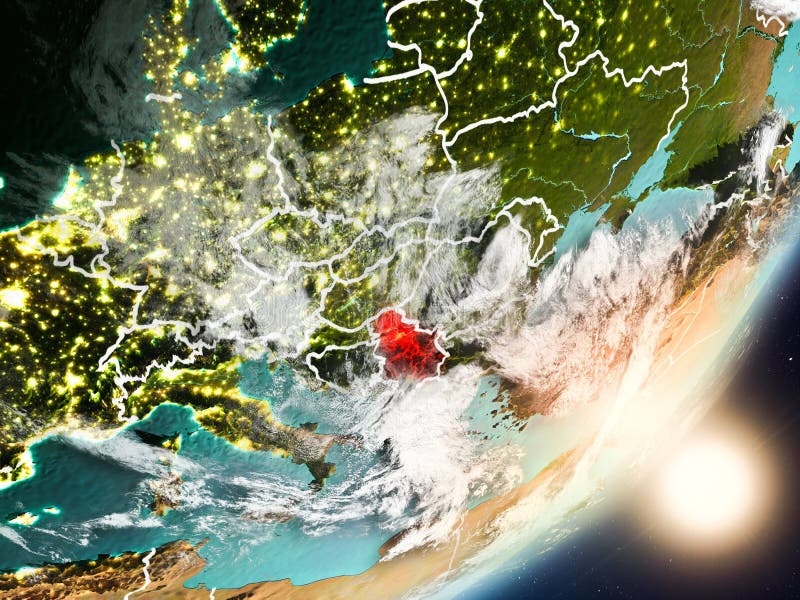 Sun Rising Above Serbia from Space Stock Illustration - Illustration of ...
