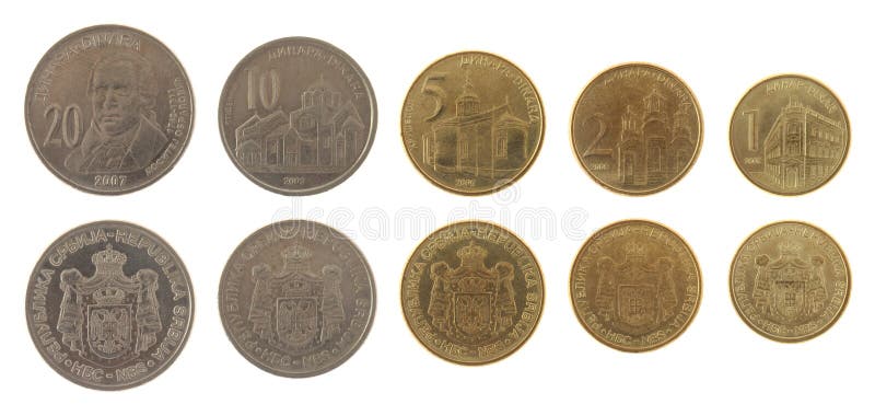 Serbian Coins Isolated on White Stock Photo - Image of dinara, cash ...