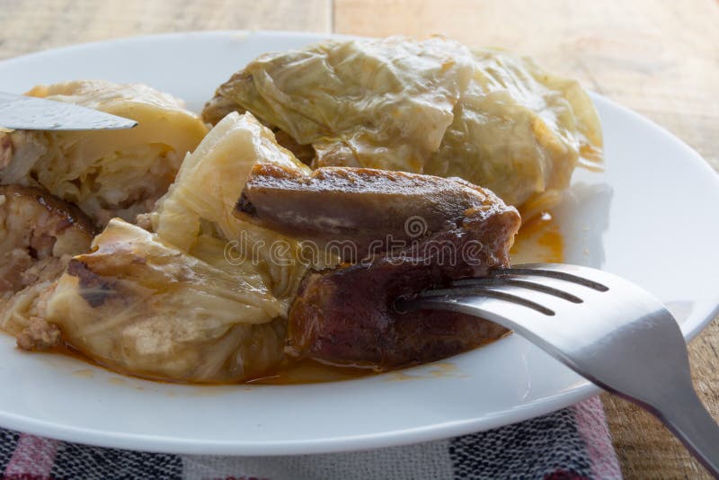 Serbian Dish Sarma Served in White Plate Stock Photo - Image of lunch ...