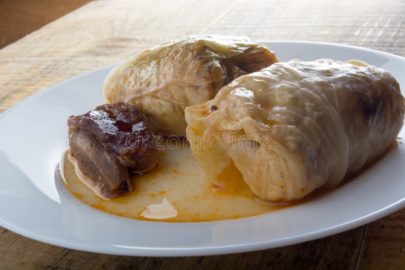 Serbian Dish Sarma Served in White Plate Stock Image - Image of rice ...