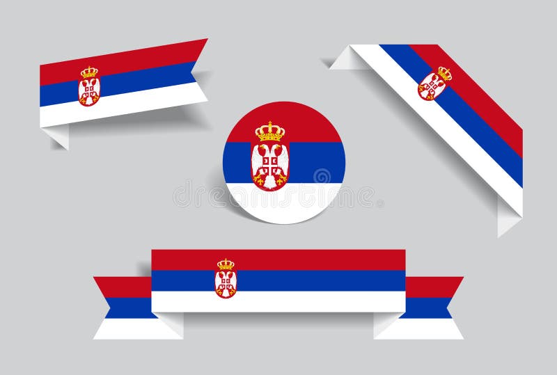 Serbian Flag Stickers and Labels. Vector Illustration. Stock Vector ...