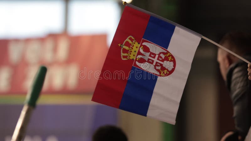 Serbian Flag Visible Hanging and Waving from a Pole in the Centre of ...