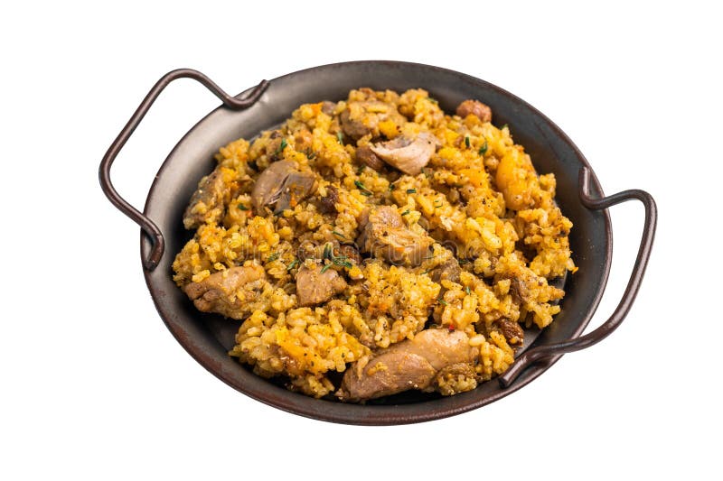 Serbian Rice with Beef Meat, Vegetables in a Plate Isolated on White ...