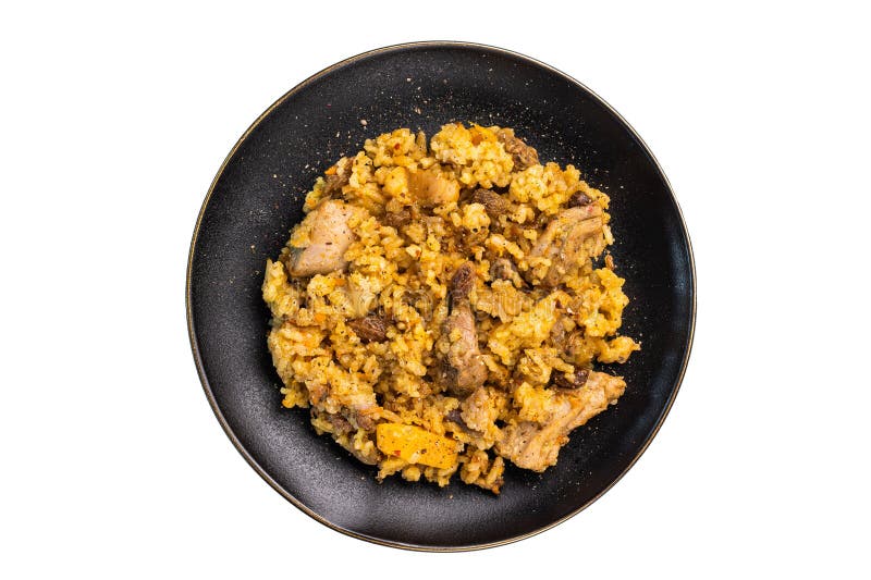 Serbian Rice with Beef Meat, Vegetables in a Plate Isolated on White ...