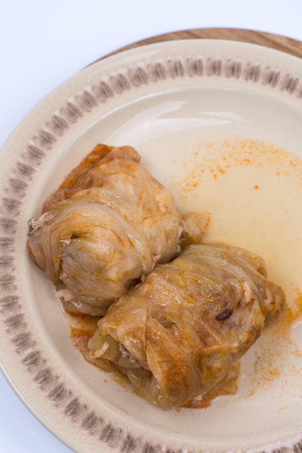 Serbian Sarma Meal in the Plate. Minced Meat with Rice in Sour C Stock ...