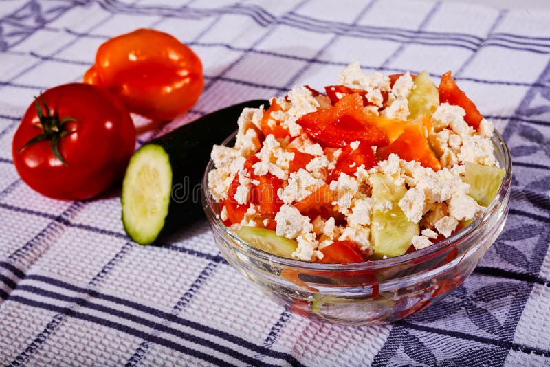 Serbian Traditional Shopska Salad Stock Image - Image of pepper ...