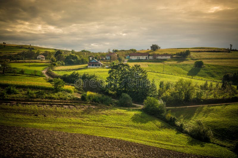 Serbian village landscape stock photo. Image of countryside - 78273830