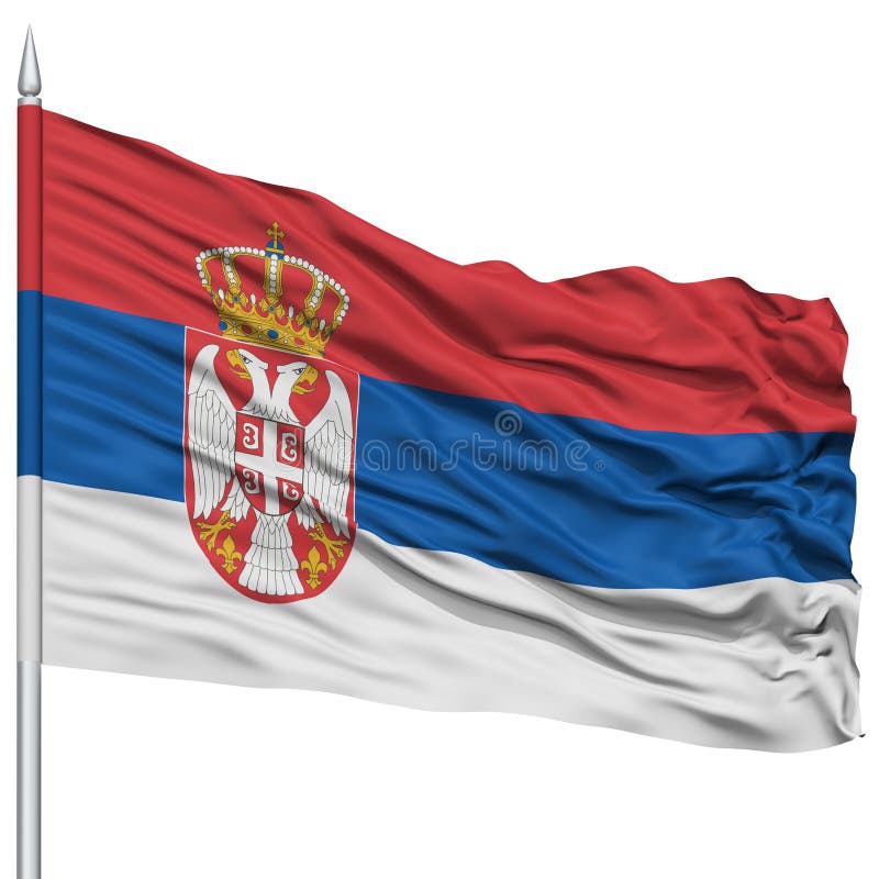 Serbien-Flagge Auf Fahnenmast Stock Abbildung - Illustration von stolz ...