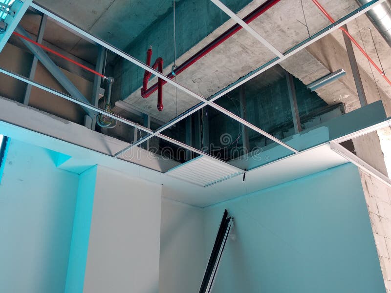 Suspended Ceiling Frame and Board Under Construction at the ...
