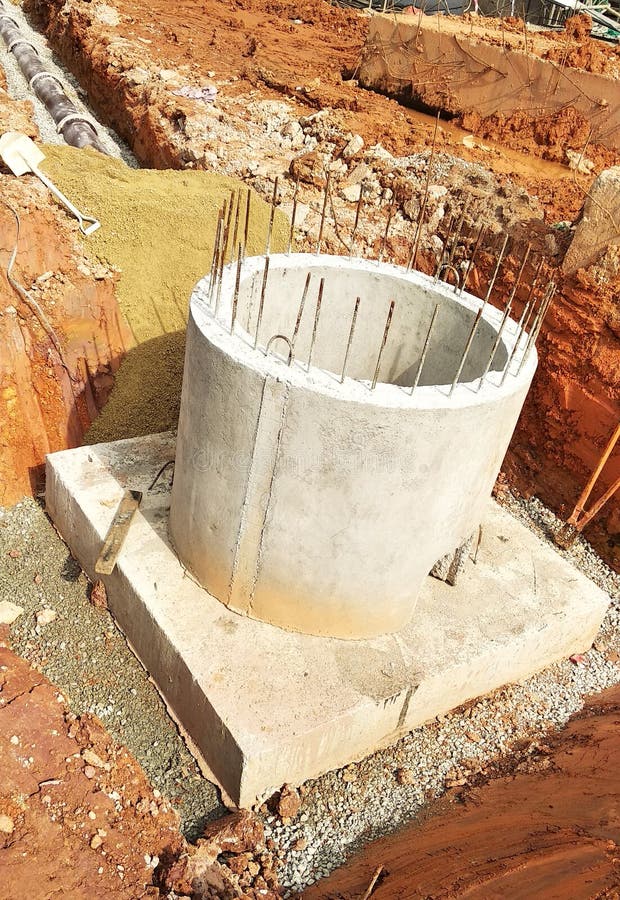 Utility Services Manhole and Underground Pipes Under Construction at ...
