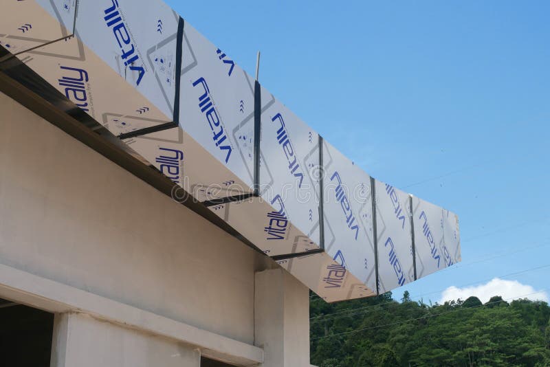 Aluminum Sheet Cladding Installation Work is in Progress. Editorial ...