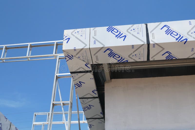 Aluminum Sheet Cladding Installation Work is in Progress. Editorial ...