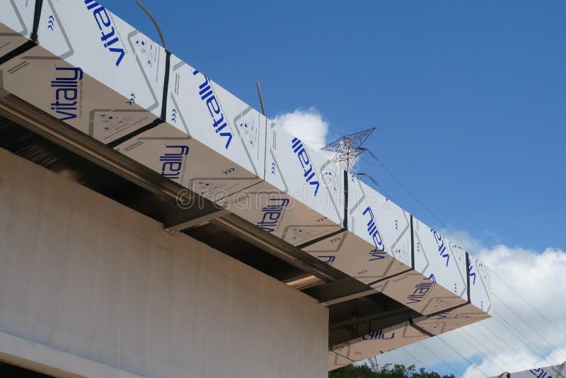 Aluminum Sheet Cladding Installation Work is in Progress. Editorial ...