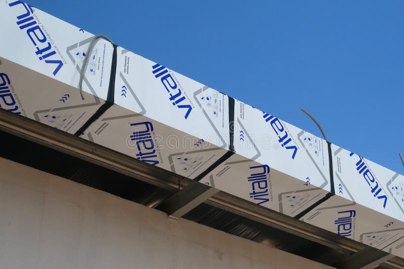 Aluminum Sheet Cladding Installation Work is in Progress. Editorial ...