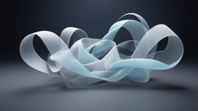Abstract Arrangement of Translucent Ribbons in Shades of White and ...