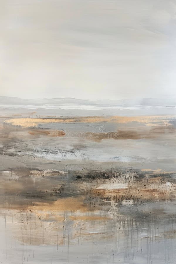 Serene Abstract Landscape with Soft Strokes and Textures in Muted Tones ...