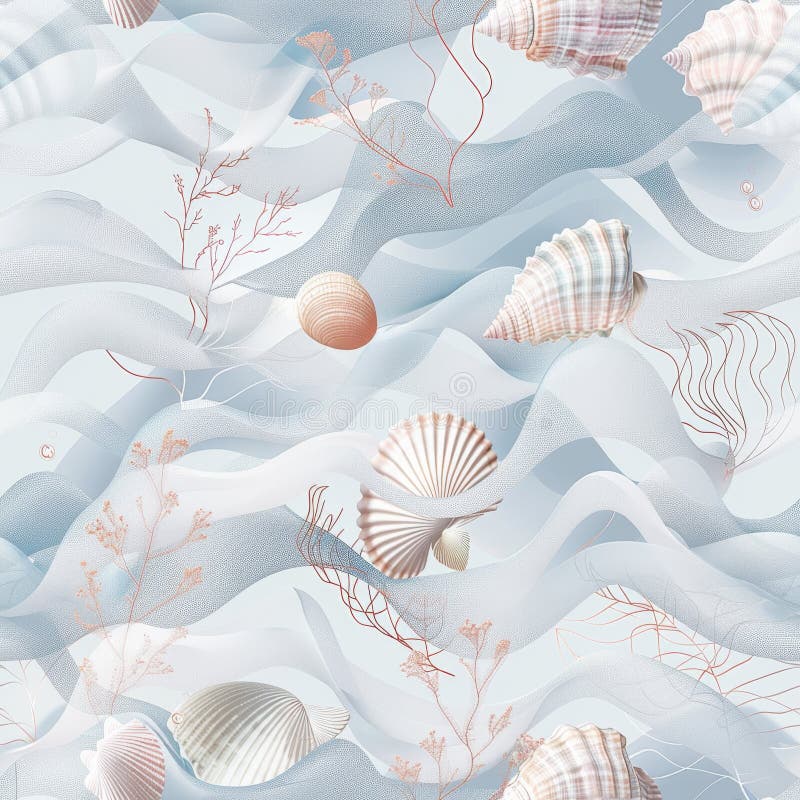 Serene Abstract Marine Life Background with Seashells and Coral Stock ...