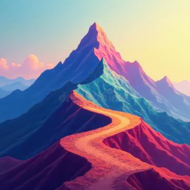 Serene Abstract Mountain Peak Winding Path Ascends Wallpaper Concept ...