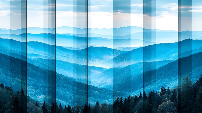 Misty Mountains with Overlapping Blue and Gray Gradients Stock ...