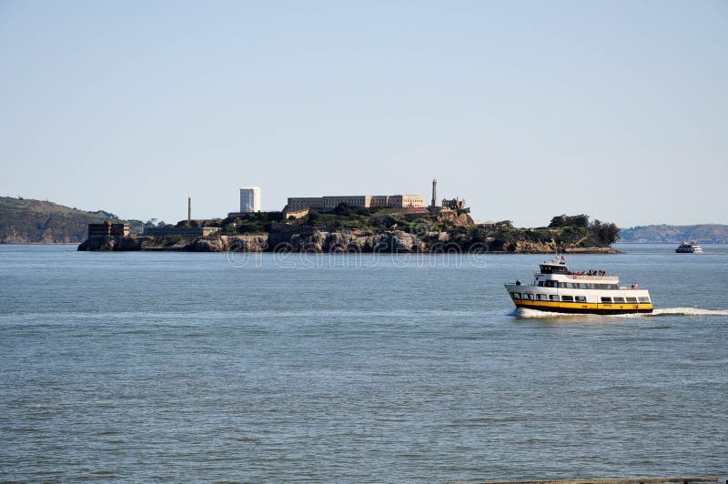 Serene Alcatraz Island with Ferry on a Sunny Day Stock Image - Image of ...