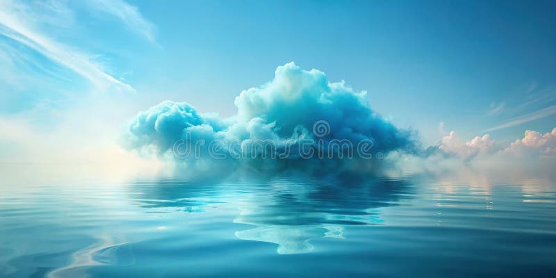 Serene Aqua Cloud Formation Reflecting on a Calm Ocean Surface ...