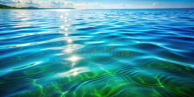 Serene Aqua Marine Water Surface with Gentle Waves and Sunlight ...