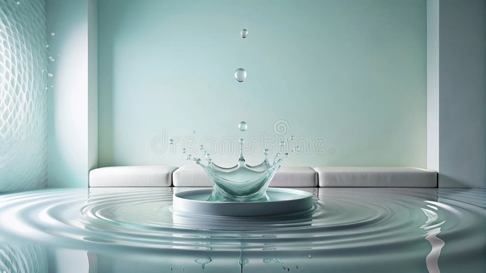 Serene Aqua Splash in Minimalist Setting a Study in Liquid Dynamics and ...
