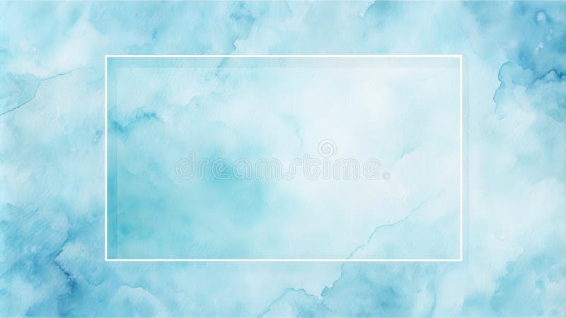 Serene Aqua Watercolor Background with Central Rectangular Frame Ideal ...