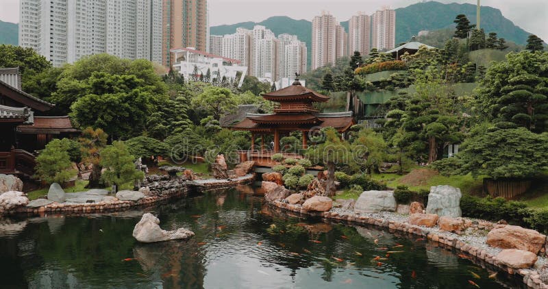 Serene Asian Garden with Traditional Pavilion Stock Photo - Image of ...
