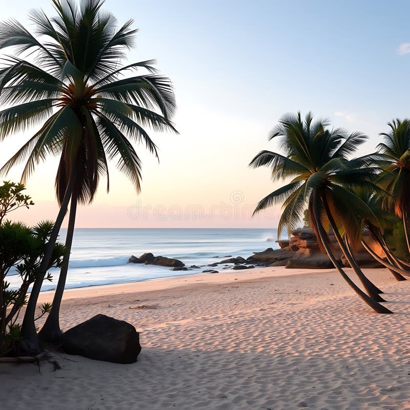 Serene Australian Beach with Morning Colors Stock Illustration ...