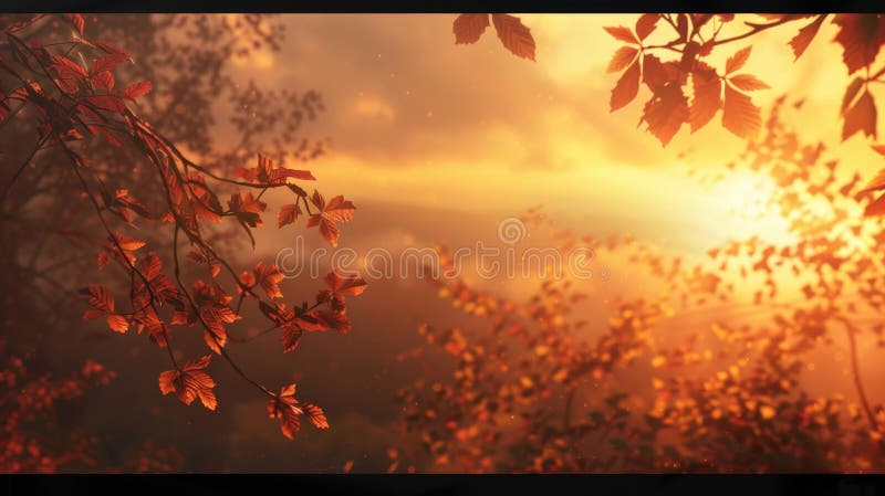 A Serene Autumn Dusk Final Rays Illuminate Vibrant Fall Colors and ...