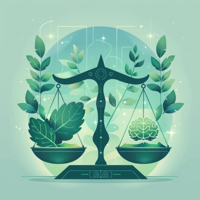 Serene Avatar with Balance Scale Featuring Leafy Green Keto Dish and ...