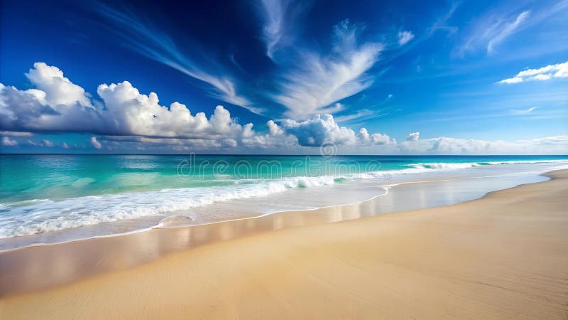Serene Beachscape White Sand Azure Ocean Stock Photos - Free & Royalty ...